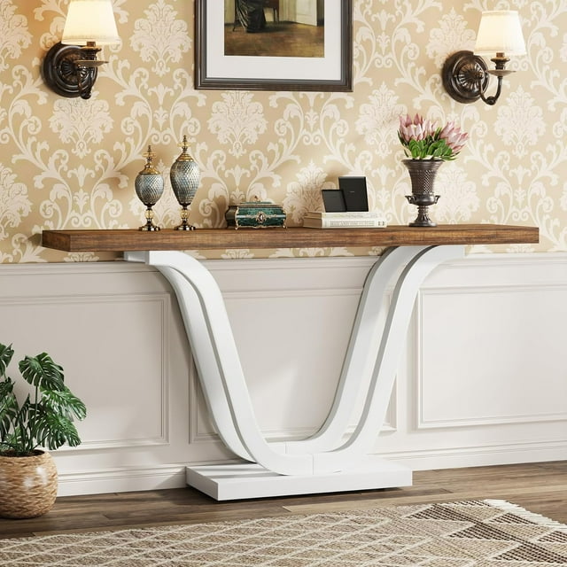 Tribesigns 55 Inch Farmhouse Console Table, Brown & White - Walmart.com