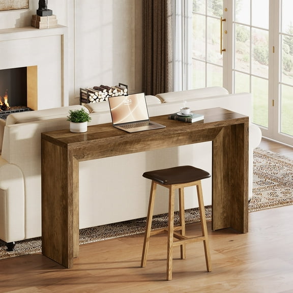 Console Table, 55" Rustic Sofa Table with Storage, Wooden Farmhouse ...