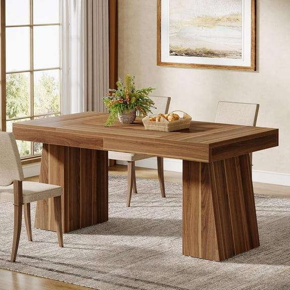 Tribesigns 63-Inch Dining Table for 6, Rustic Rectangular Wood Kitchen ...
