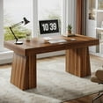 Tribesigns 55 Inches Executive Desk, Mid-Century Modern Home Office ...