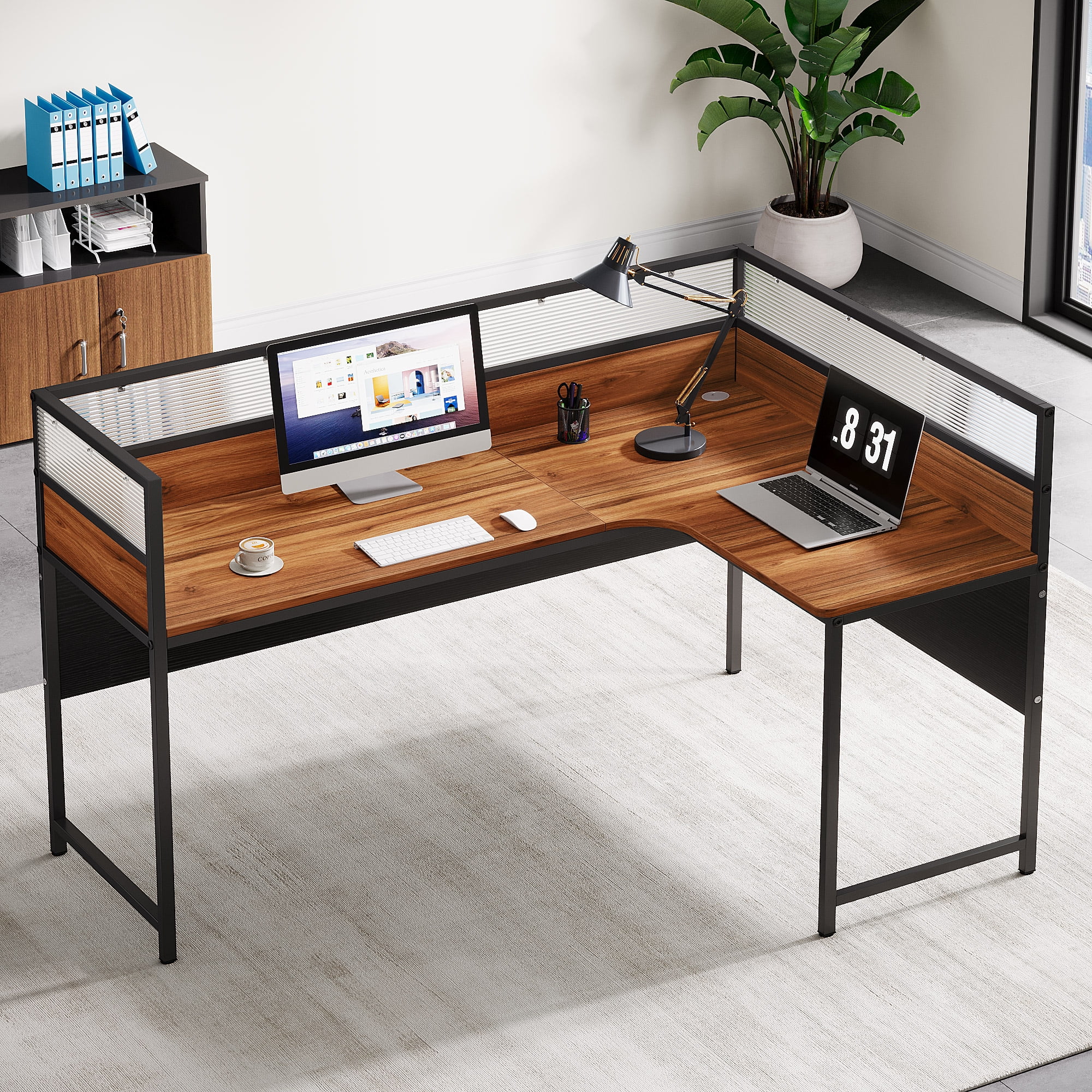 Tribesigns 55" L-Shaped Computer Desk, Large Corner Office Desk with ...