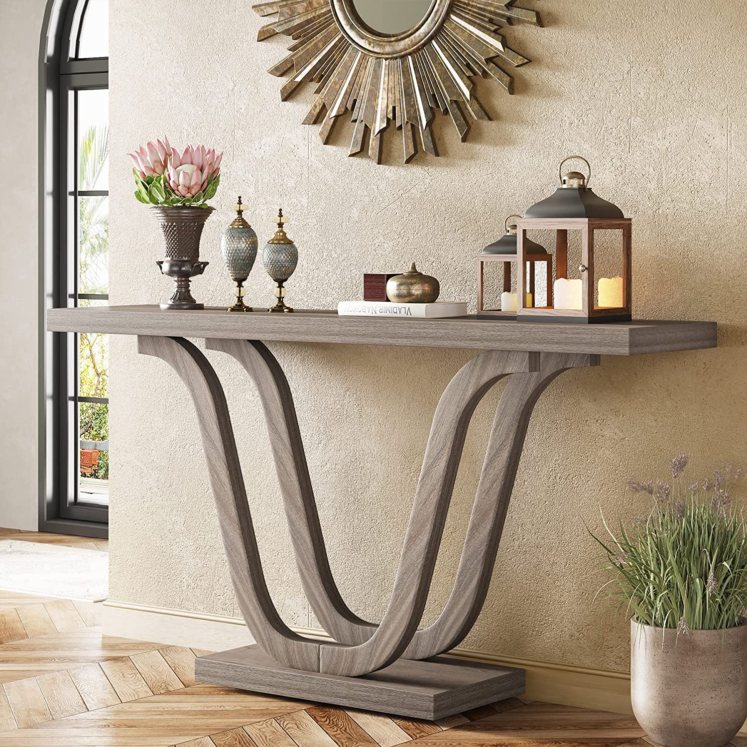 Tribesigns 63 inch Console Table, 2-Tier Farmhouse Entryway Sofa Tables ...