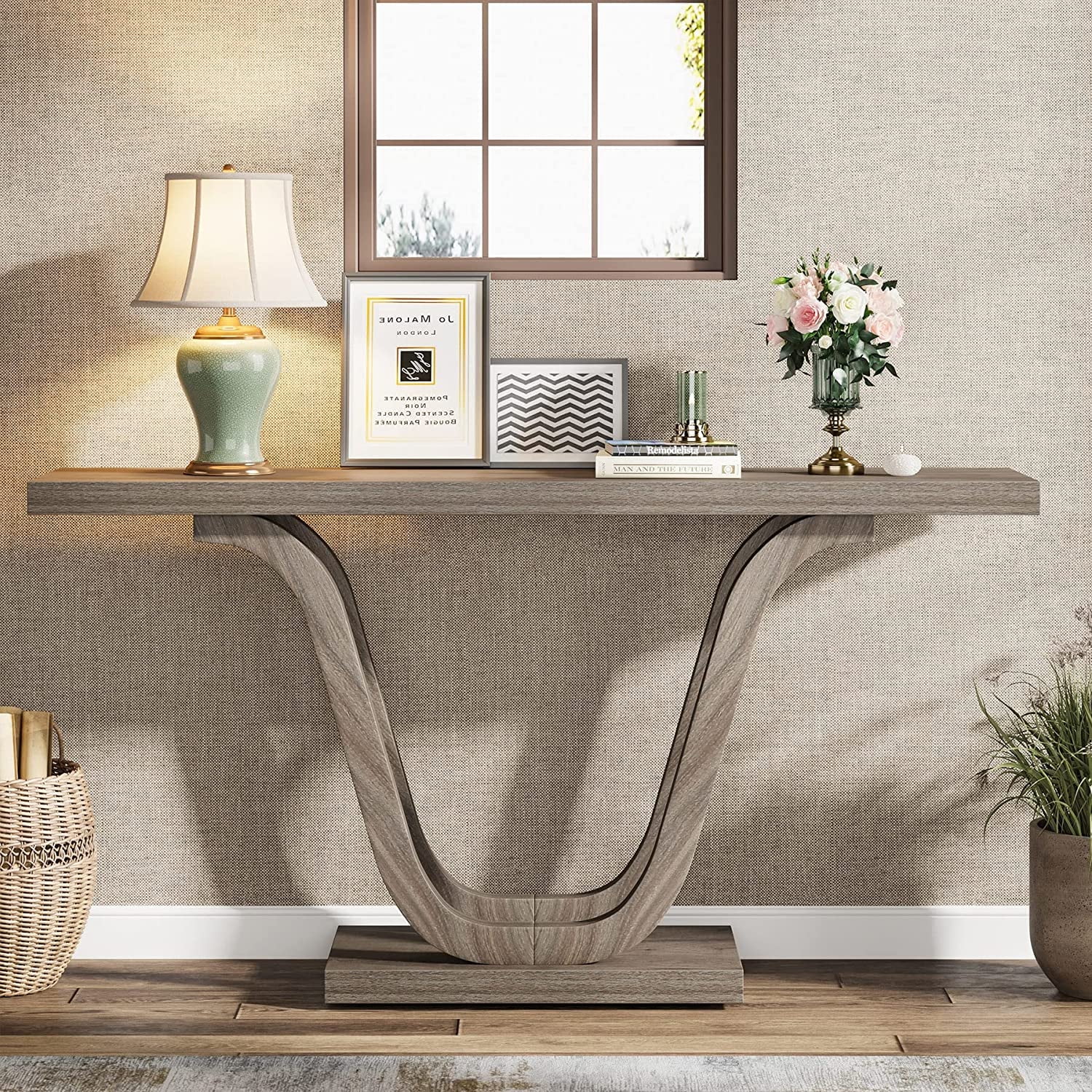 Tribesigns 55-inch Narrow Farmhouse Console Table, Rustic Wood Sofa ...