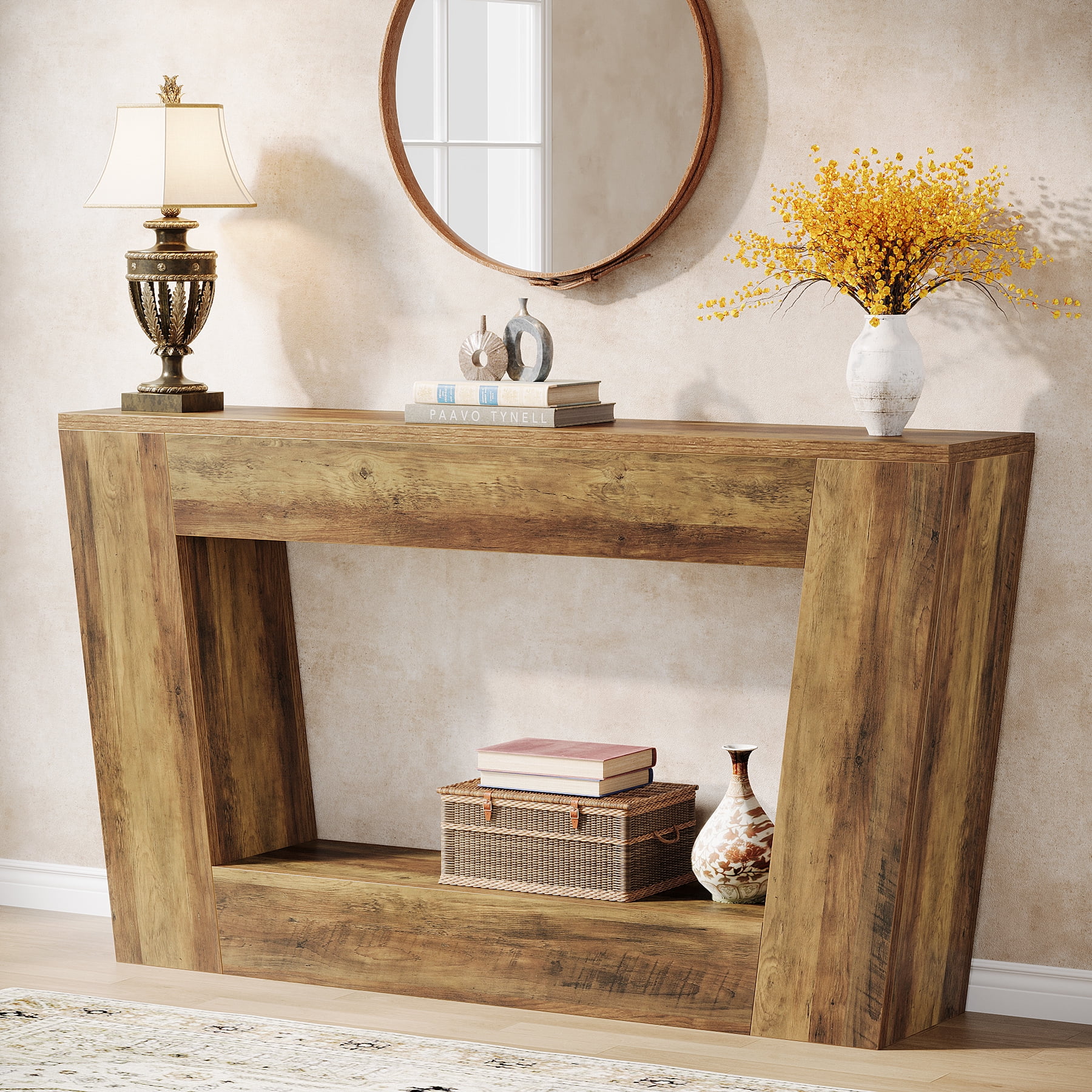 Tribesigns 59" Console Table, Farmhouse Wood Entryway Table with ...