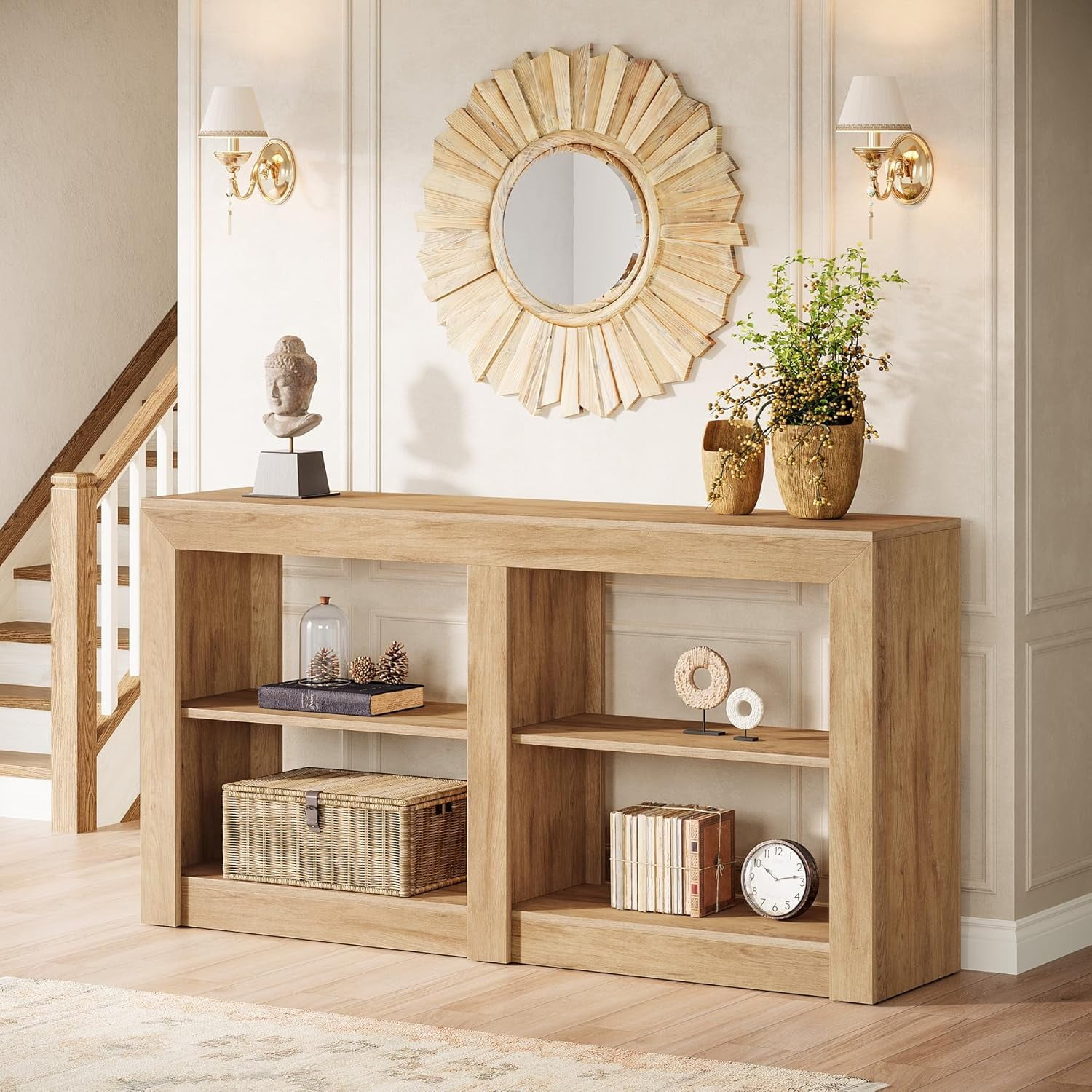 Tribesigns 59-Inch Farmhouse Console Table, 3-Tier Entryway Table with ...