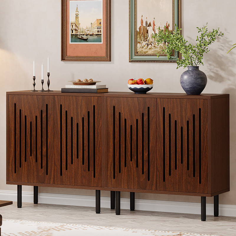 Tribesigns 59 Inch Sideboard Buffet Cabinet with Adjustable Shelves,Set ...