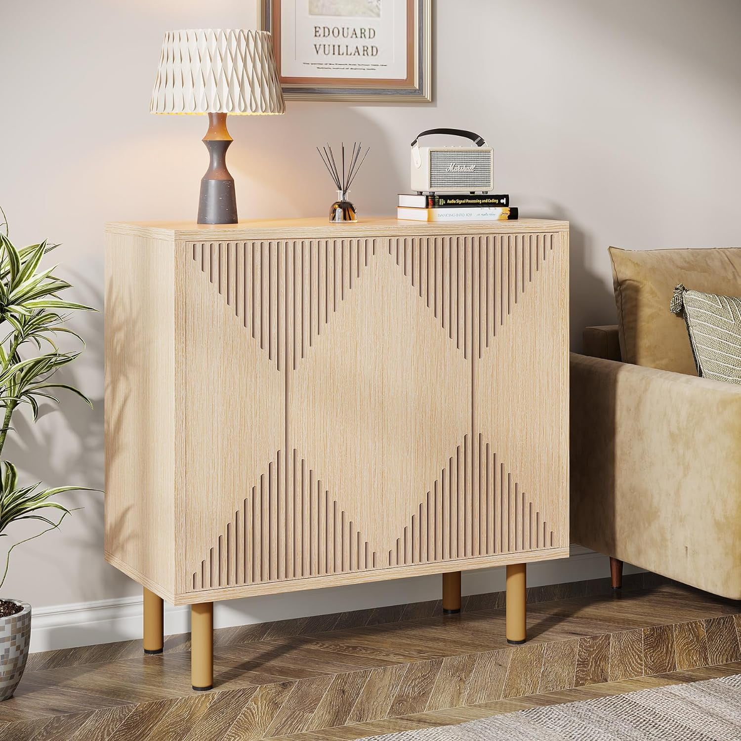 Tribesigns 59" Modern Grey Storage Cabinet Set, Freestanding Floor ...