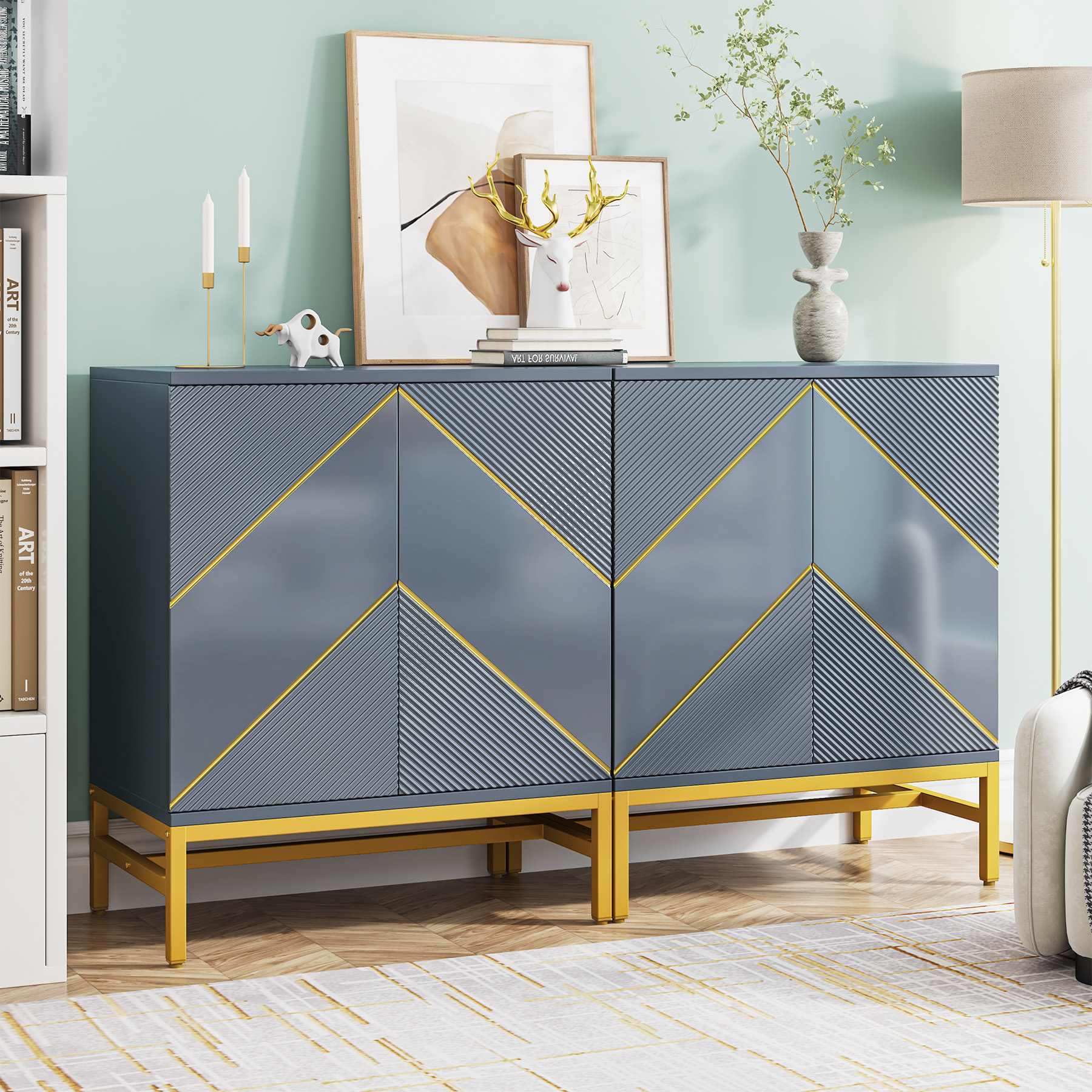 Hodedah 3-Shelf, 3-Door Multi-purpose Cabinet, Black - Walmart.com