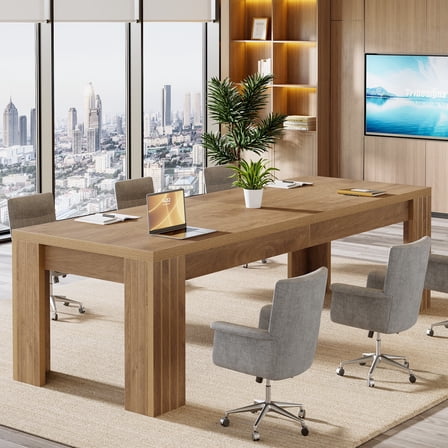 Tribesigns 47-Inch Round Conference Table, Rustic Small Meeting Table ...