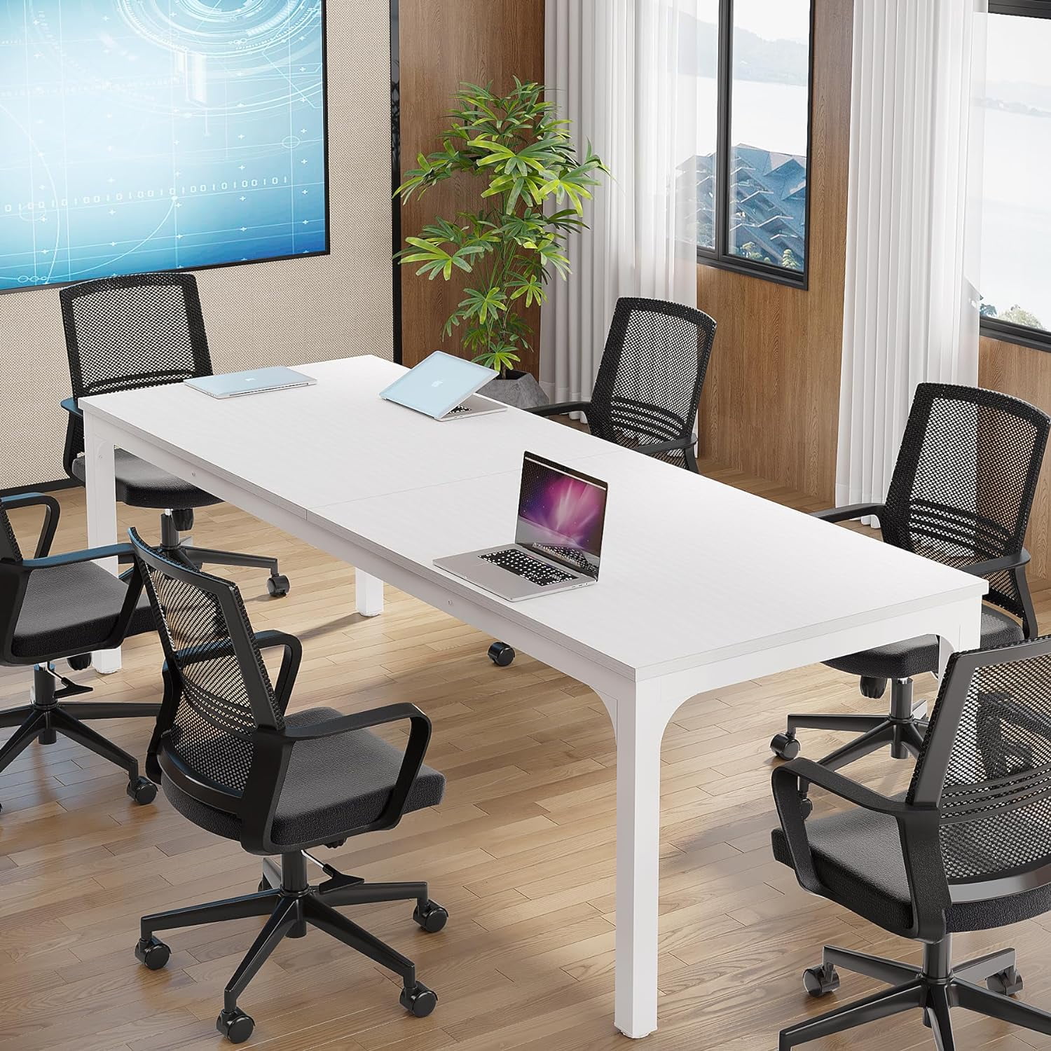 Tribesigns 6.5FT Conference Table, 78.7 Inche Rectangle Meeting Seminar ...