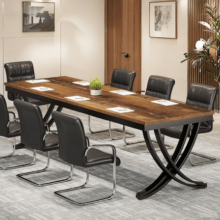 Tribesigns 47-Inch Round Conference Table, Rustic Small Meeting Table ...