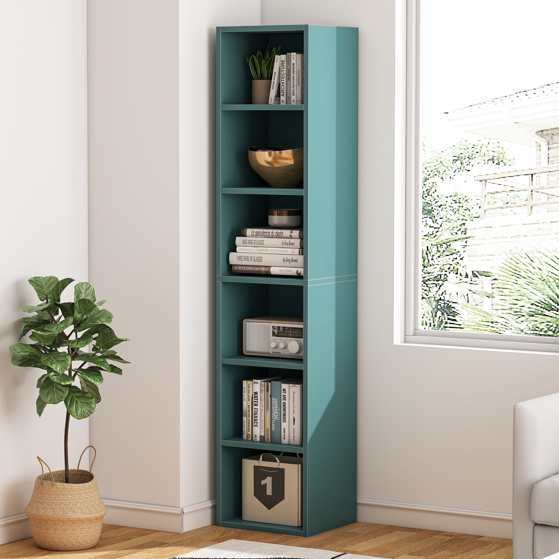Tribesigns 6 Tier Bookcase Storage Shelves, 70.9 Inch Tall Narrow ...