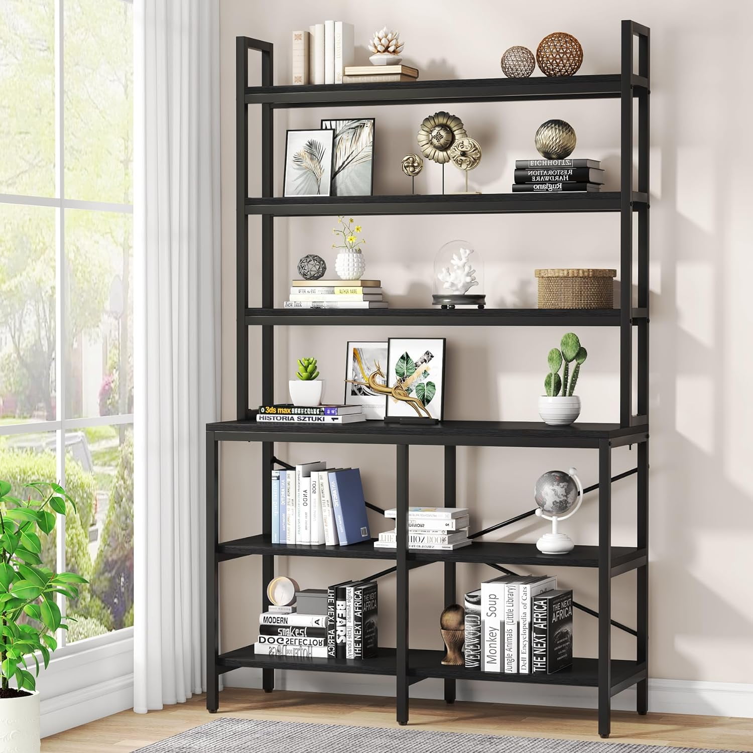 Tribesigns 6-Tier Bookshelf,Industrial Bookcase with Open Shelf,6 Shelf ...