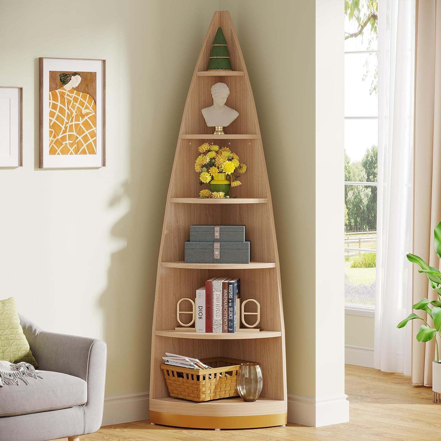 Tribesigns 6-Tier Corner Bookcase, 71 Inches Tall Industrial Corner ...