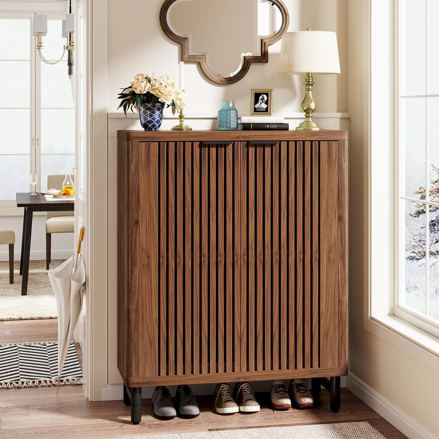 Tribesigns 6-Tier Shoe Cabinet with Louvered Doors, Shoe Storage ...