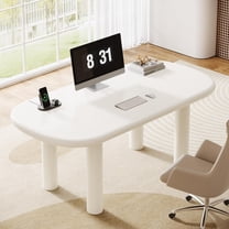 MoNiBloom Multifunctional Modern Computer Desk with Host Rack and Faux ...