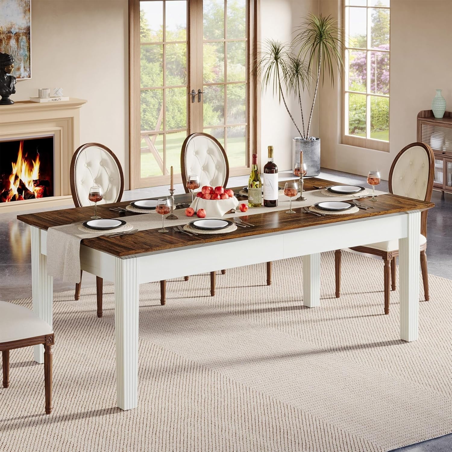 Tribesigns 62" Kitchen Table for 4-6 People, Farmhouse Wooden Dining ...