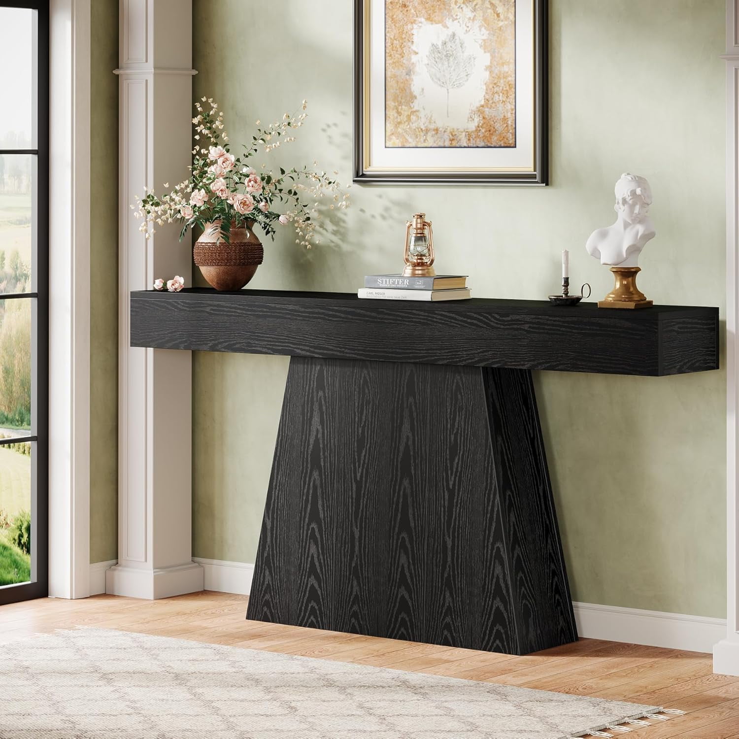 Tribesigns 63" Black Console Table, Farmhouse Entryway Table with ...
