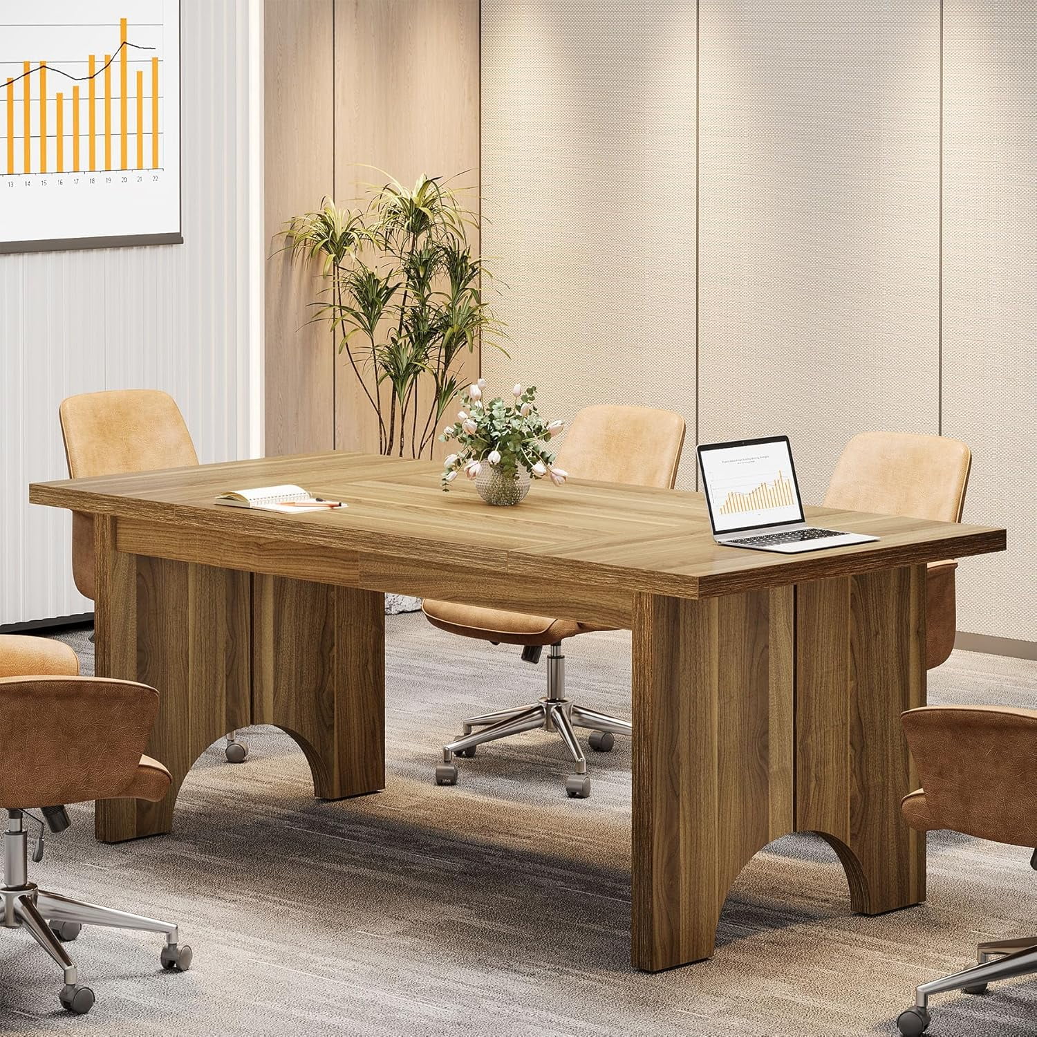 Tribesigns 63" Conference Table, Rectangular Meeting Room Table for 4-6 ...
