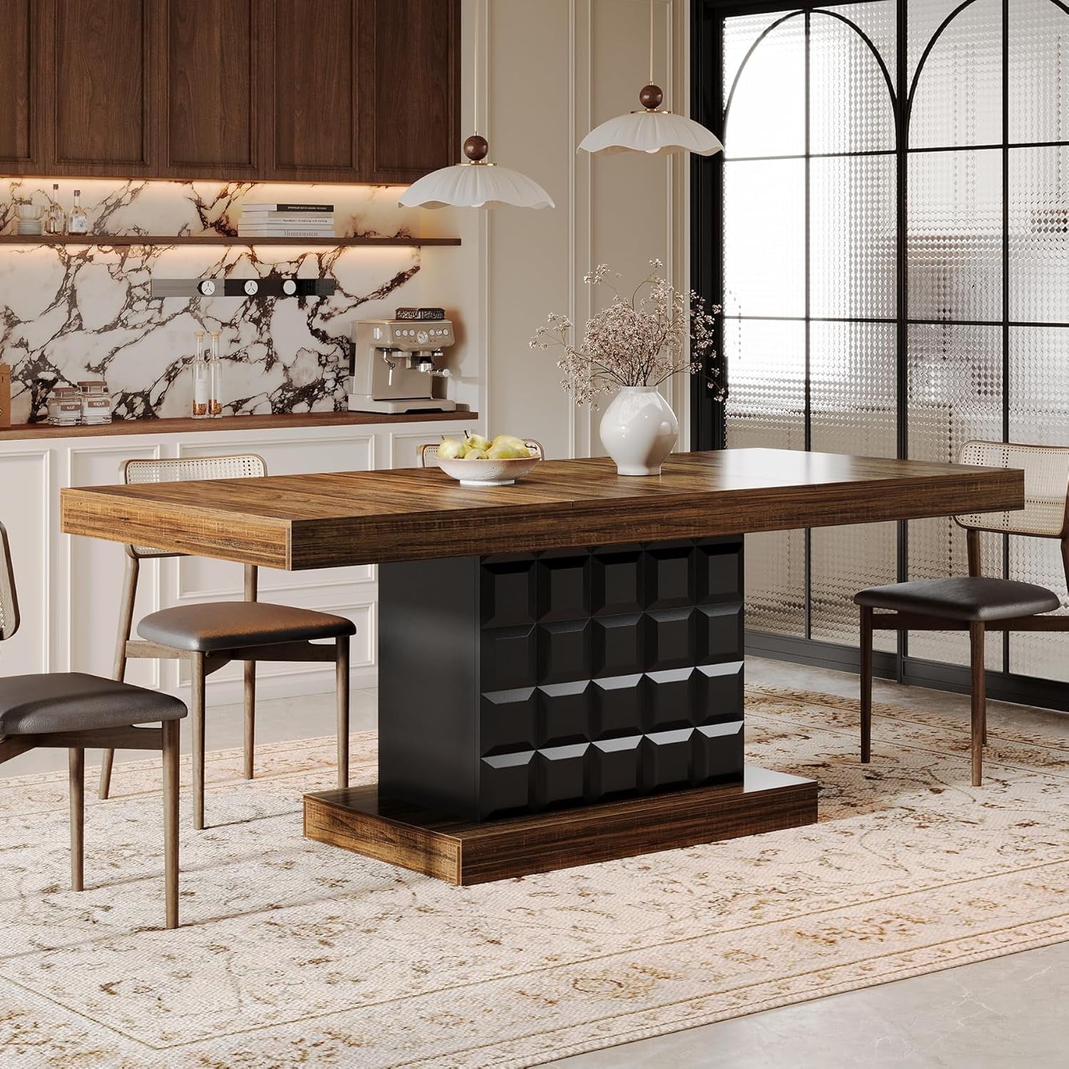 Finmind 63" Dining Table for 4-6, Farmhouse Rectangular Dining Room ...