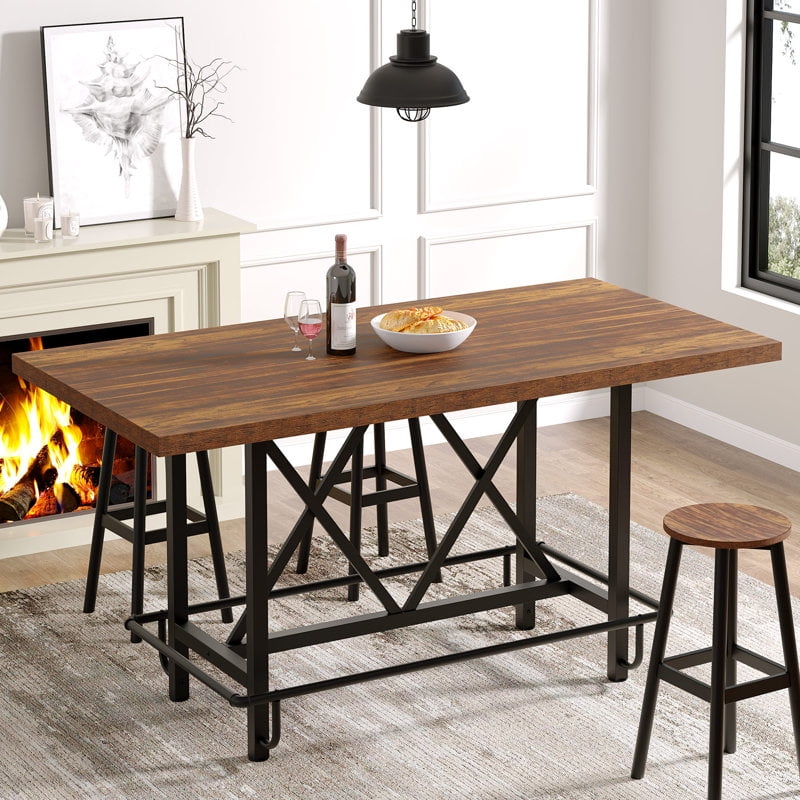 Tribesigns 63" Dining Table for 6, Industrial Rectangular Kitchen Table ...
