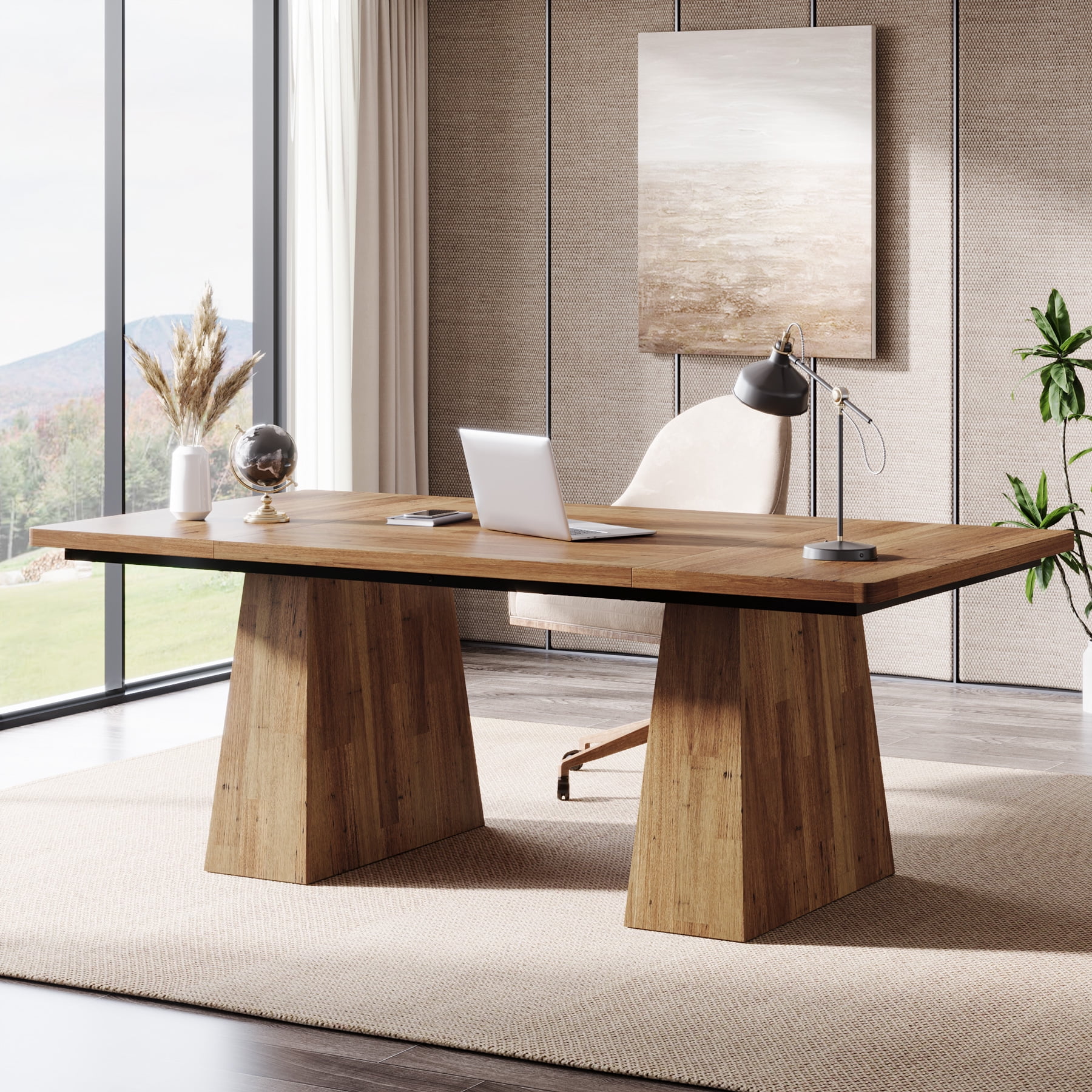 Tribesigns 63" Executive Desk, Modern Office Computer Desk with Double ...