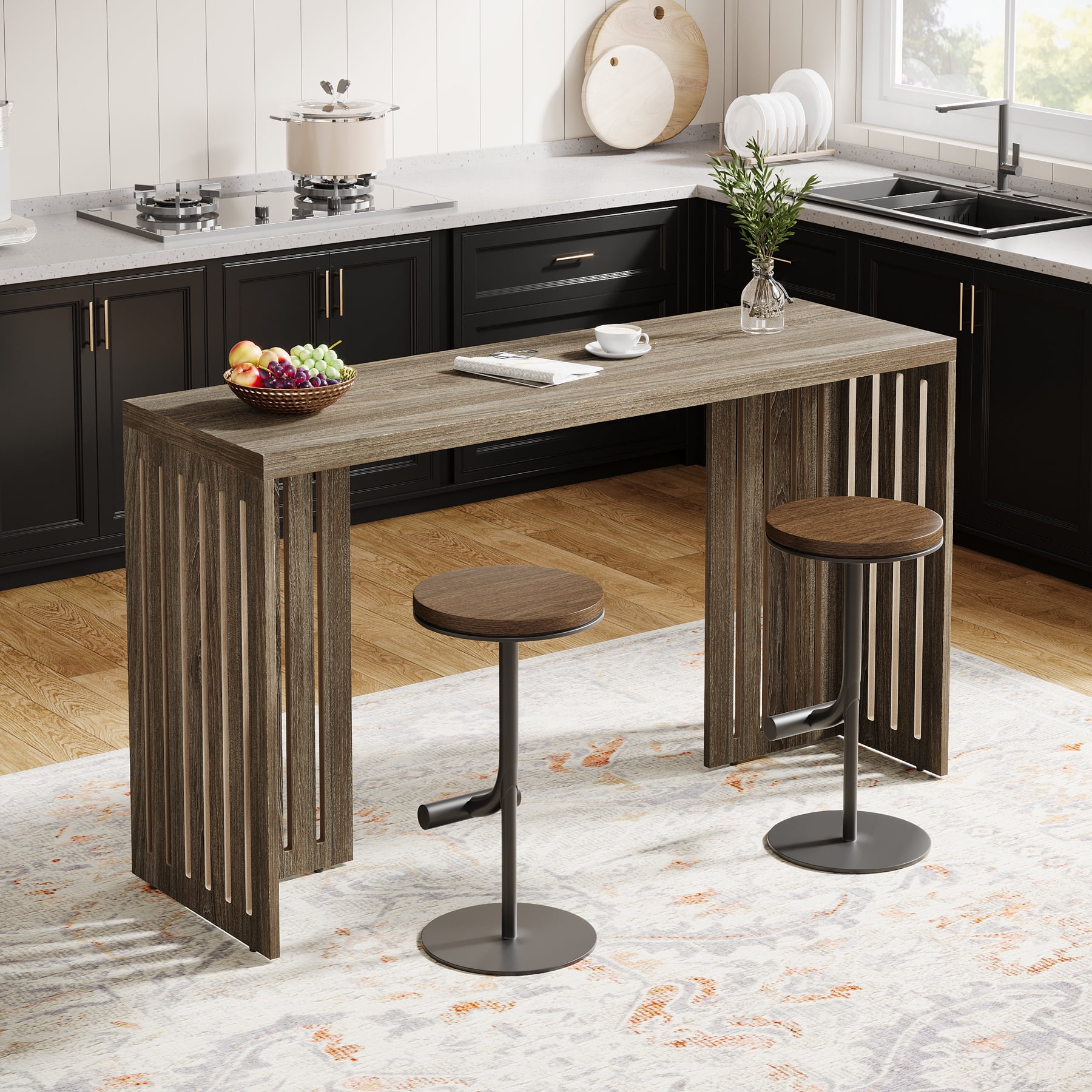 Tribesigns 63-Inch Bar Table, Grey Counter Height Pub Table with ...