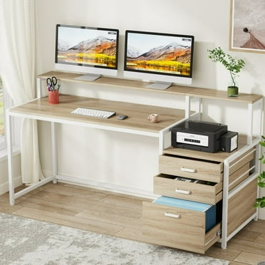 Tribesigns Computer Desk with 5 Drawers, Writing Desks Work Table with ...