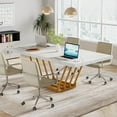 Tribesigns 63'' White & Gold Conference Table, Rectangle Top, Modern ...