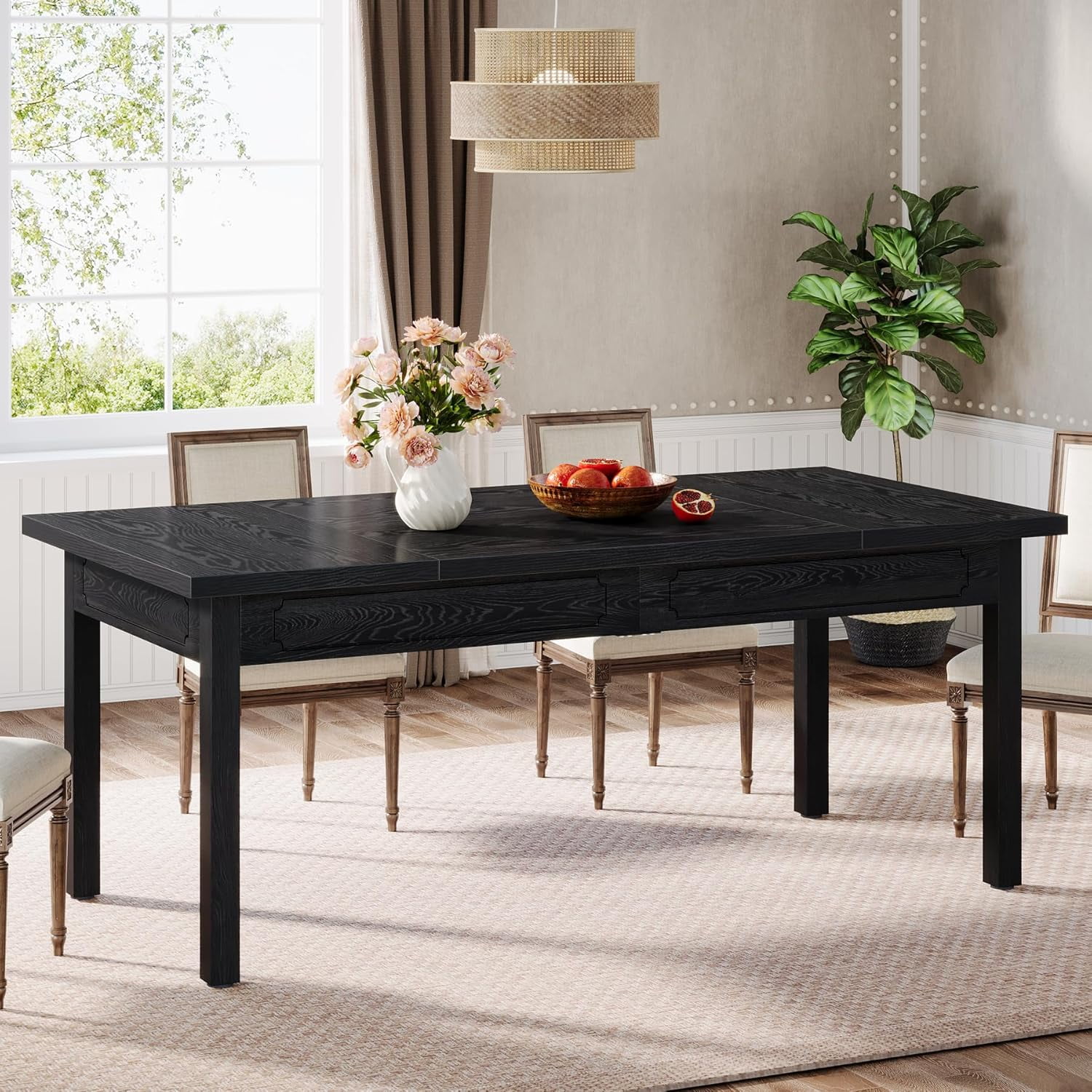 Tribesigns 63-Inch Dining Table for 4-6, Farmhouse Rectangular Dining ...