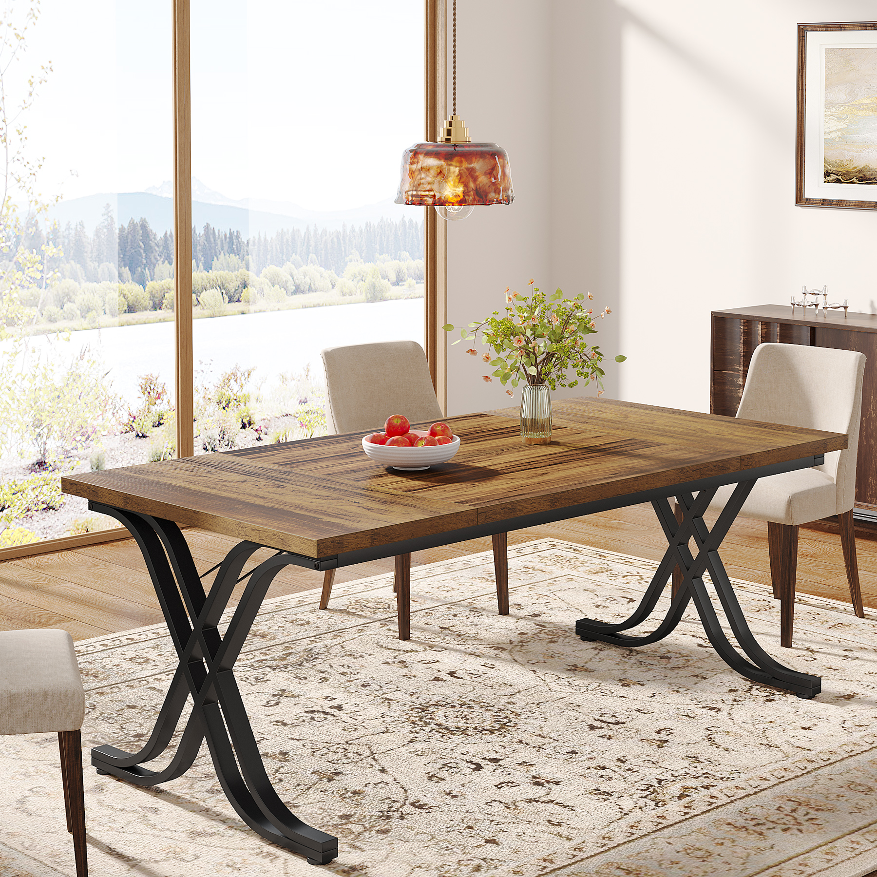 Tribesigns 63 Inch Dining Table for 4-6 People, Industrial Large ...