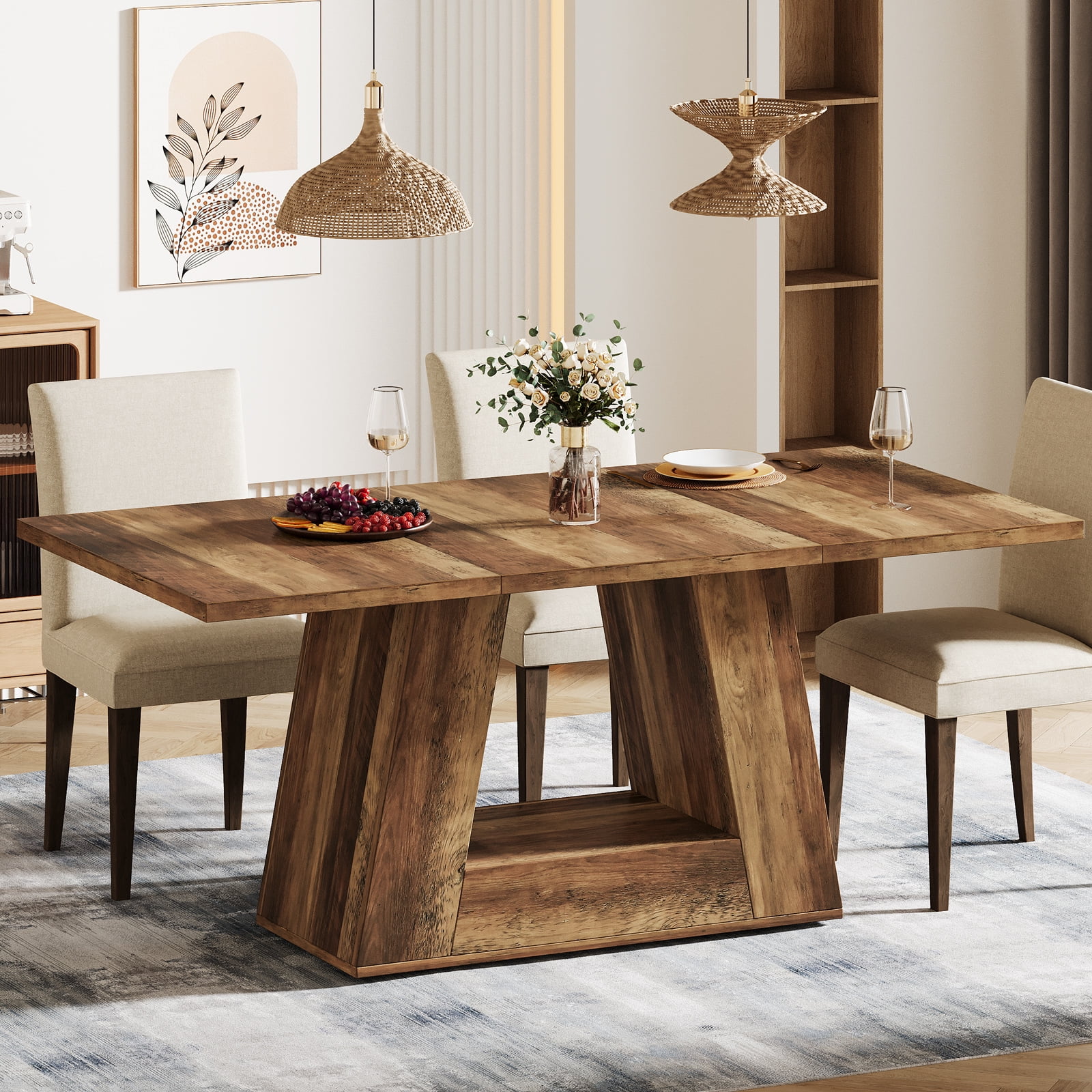 Tribesigns 63-Inch Dining Table for 4 to 6 People, Modern Rectangular ...