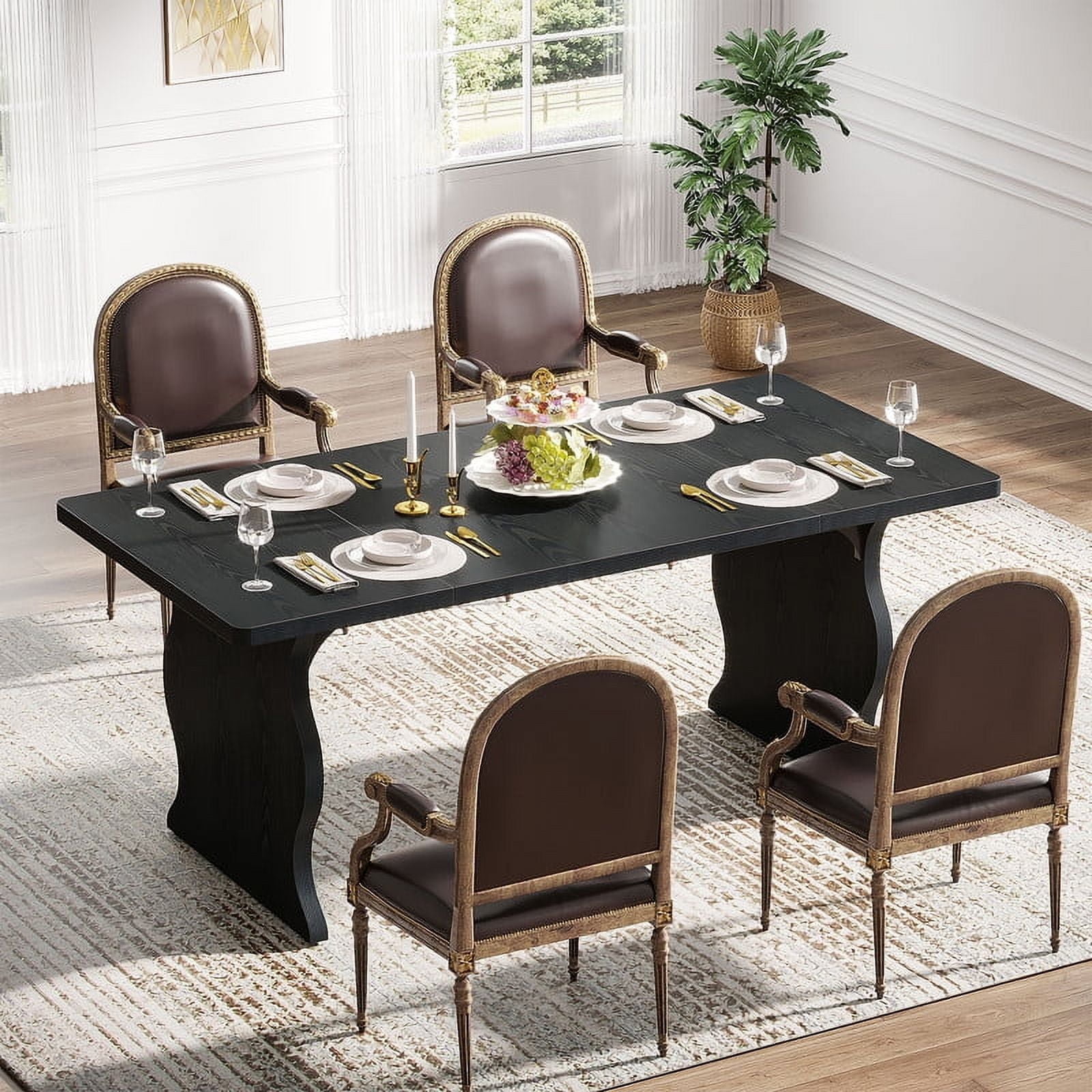 Tribesigns Dining Table for 4-6, Rectangular 63 Inch Wood Table for ...