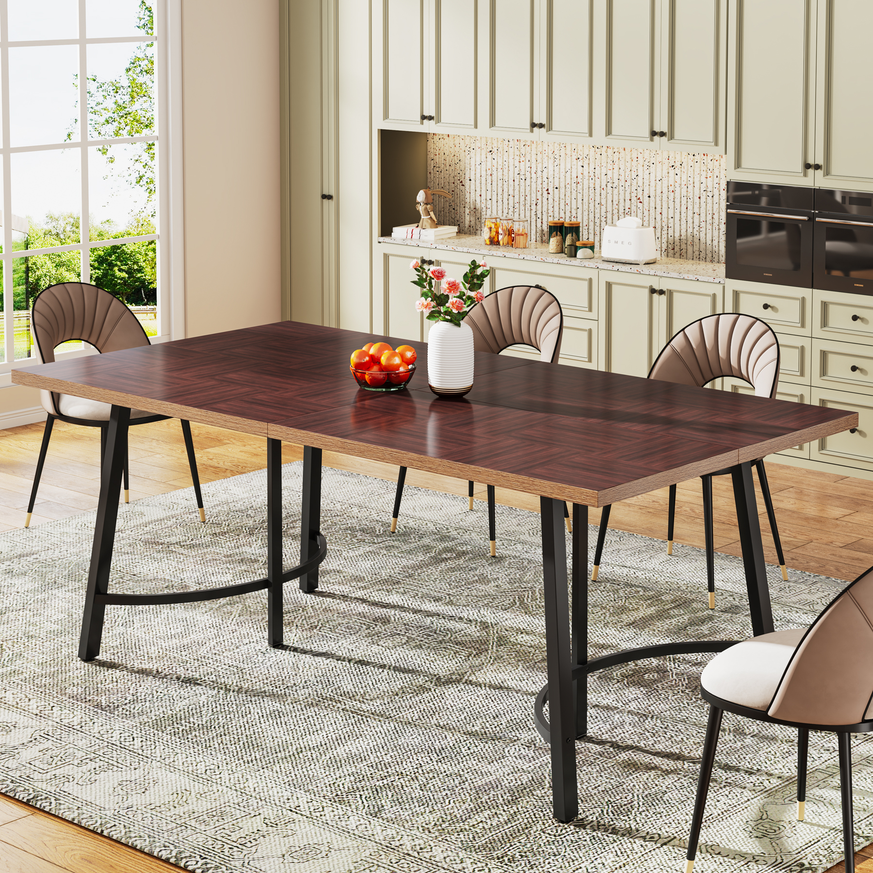 Tribesigns 63-Inch Dining Table for 4 to 6 People, Rectangular Kitchen ...