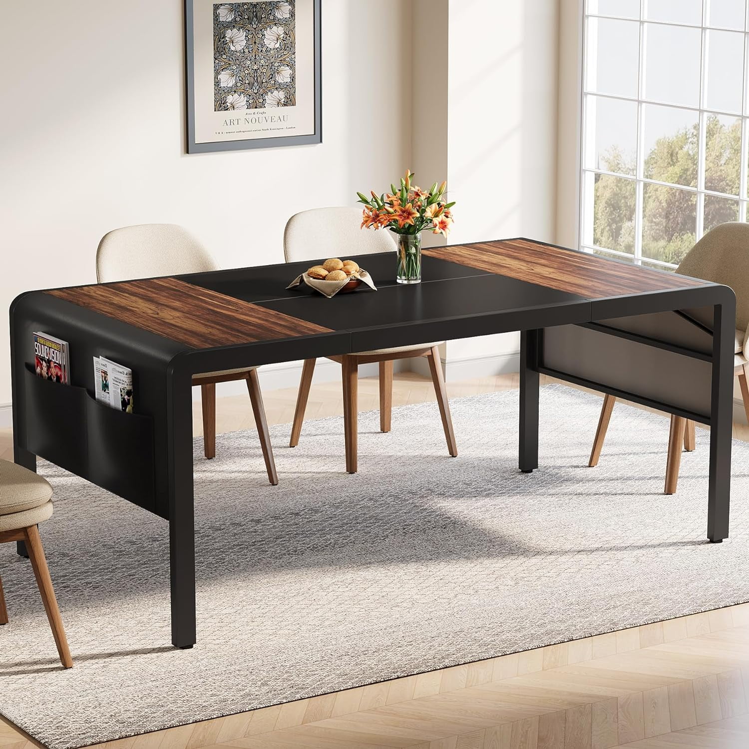 Tribesigns 63-Inch Dining Table with Storage Bag, Rectangular Kitchen ...