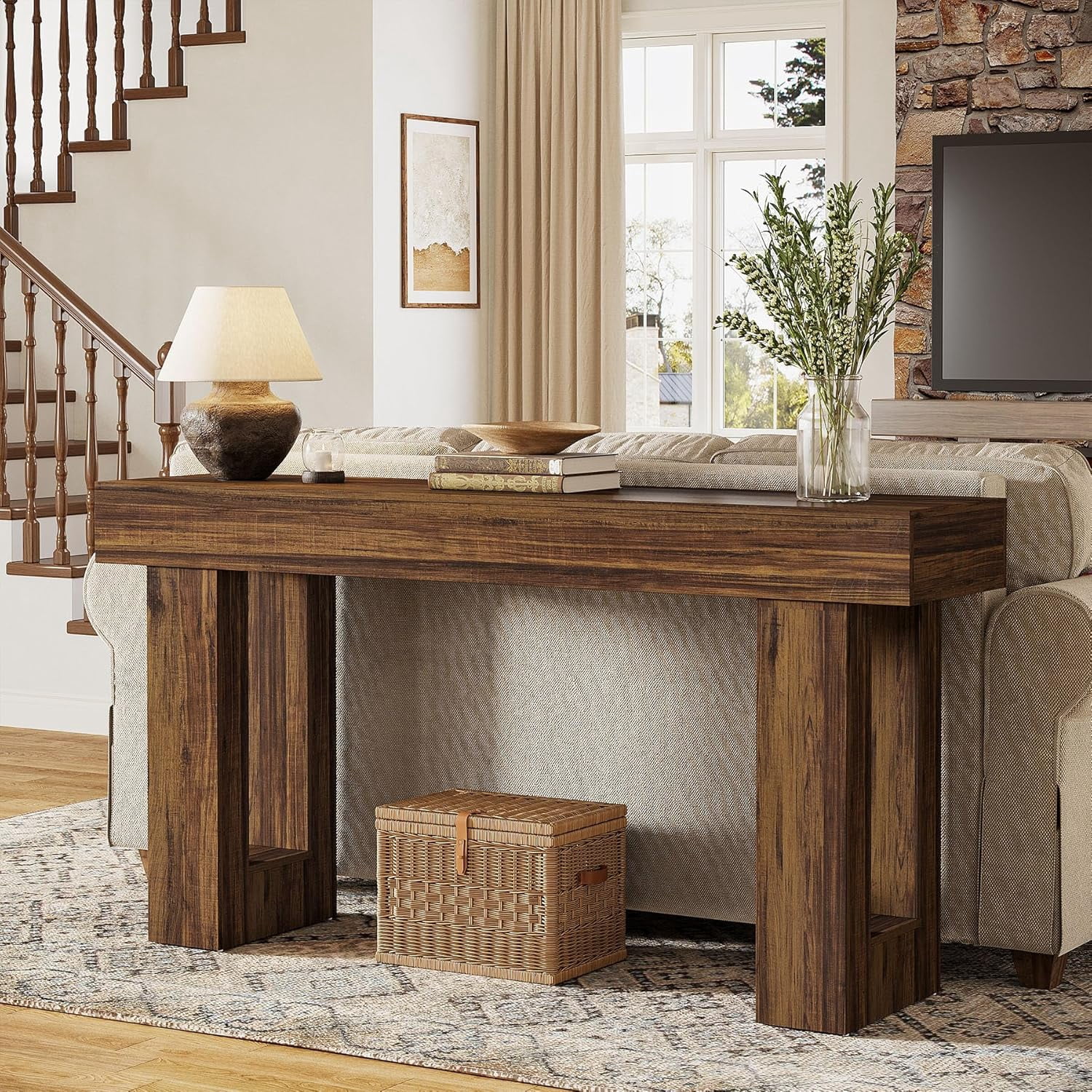 Tribesigns 63-Inch Entryway Table, Farmhouse Console Table Sofa Table ...