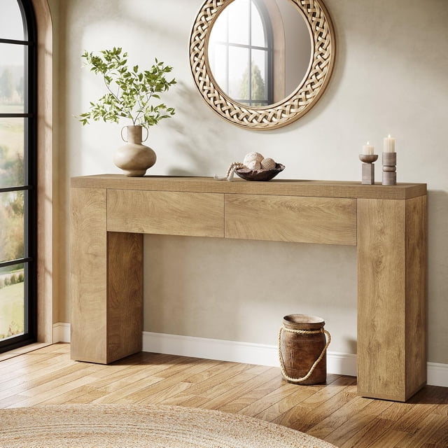 Tribesigns 63-Inch Entryway Table, Wooden Console Table with 2 Hidden ...