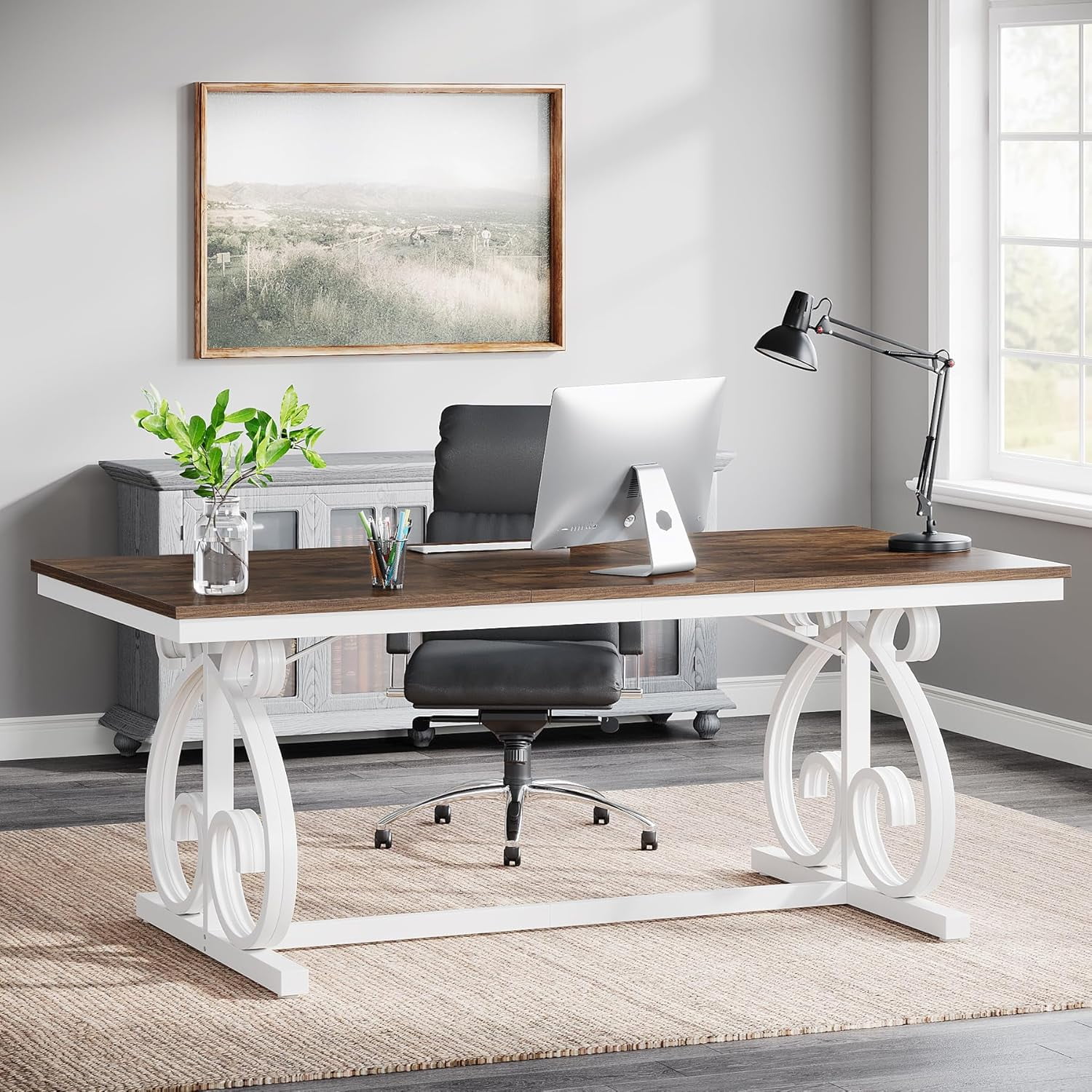 Tribesigns 63-Inch Executive Desk, Large Computer Desk with Metal Legs ...