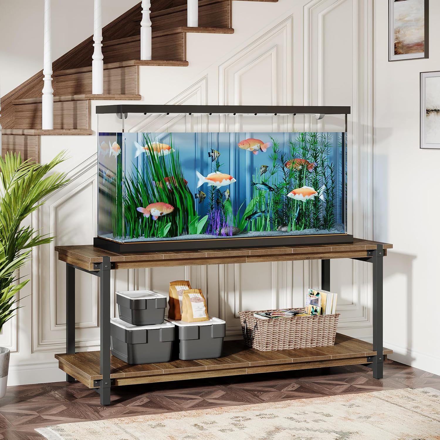 Tribesigns 63-Inch Fish Tank Stand, 100-120 Gallon Wood Aquarium Stand ...