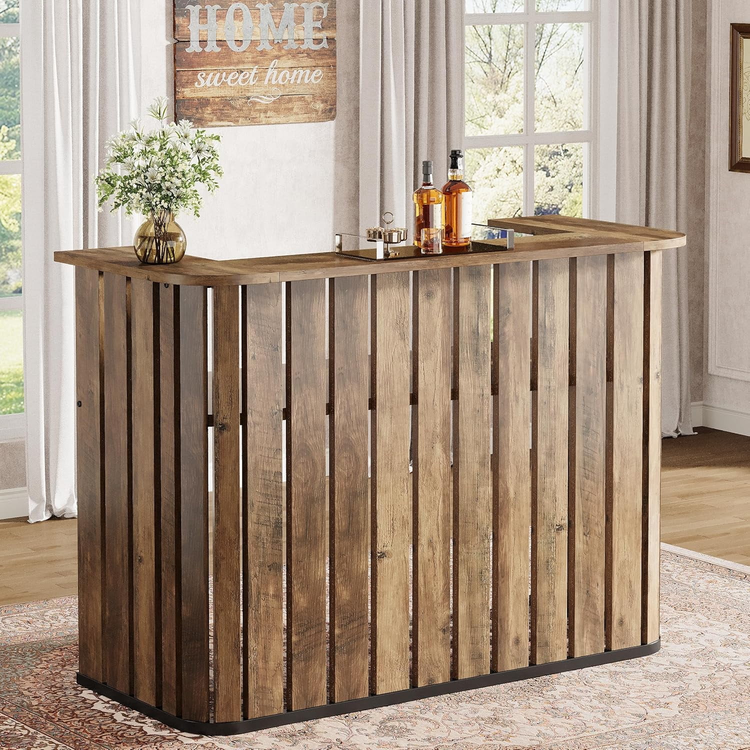 Tribesigns 63-Inch Home Bar Unit, Farmhouse Bar Table with Storage ...