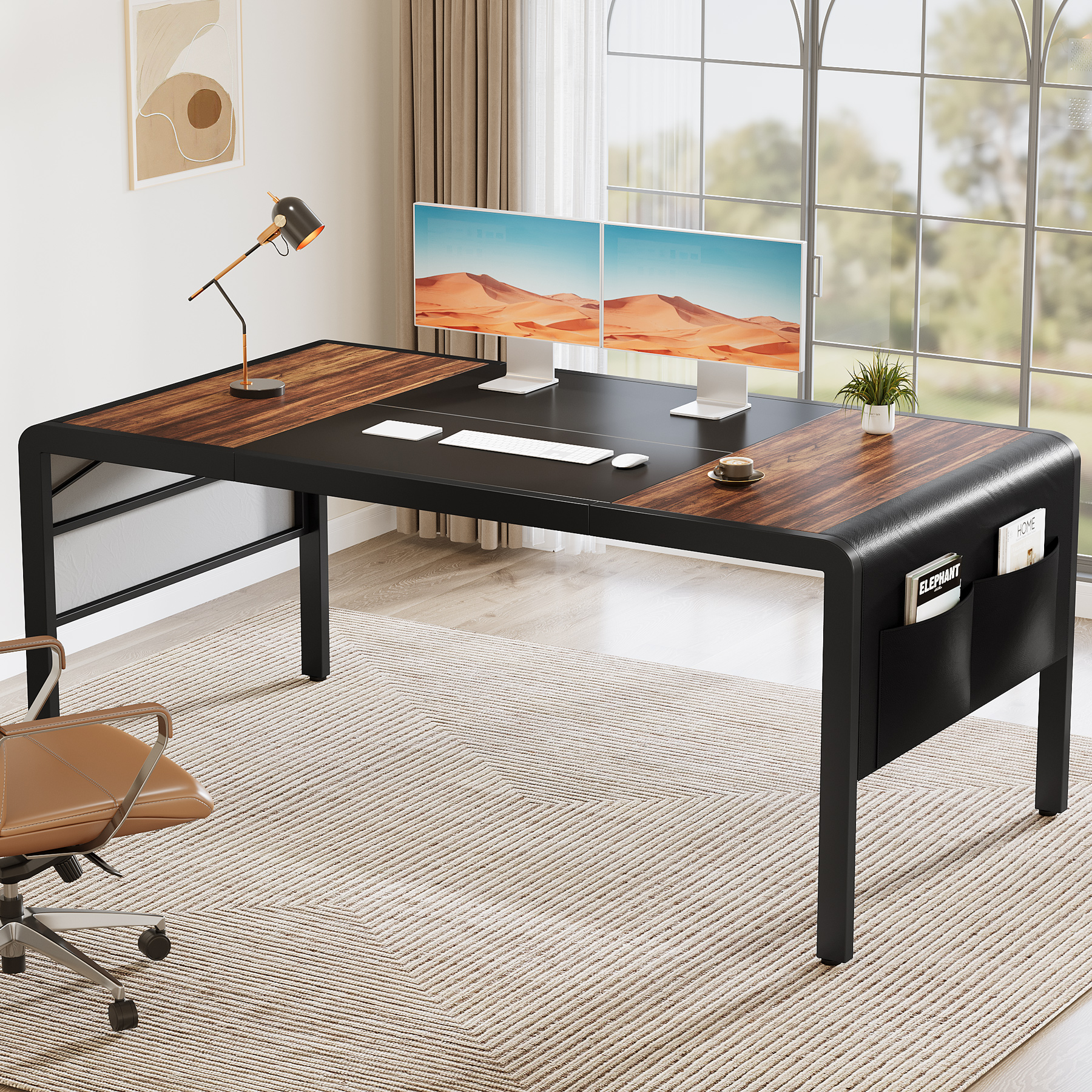 Tribesigns 63-Inch Large Computer Desk with Storage Bag, Modern Simple ...