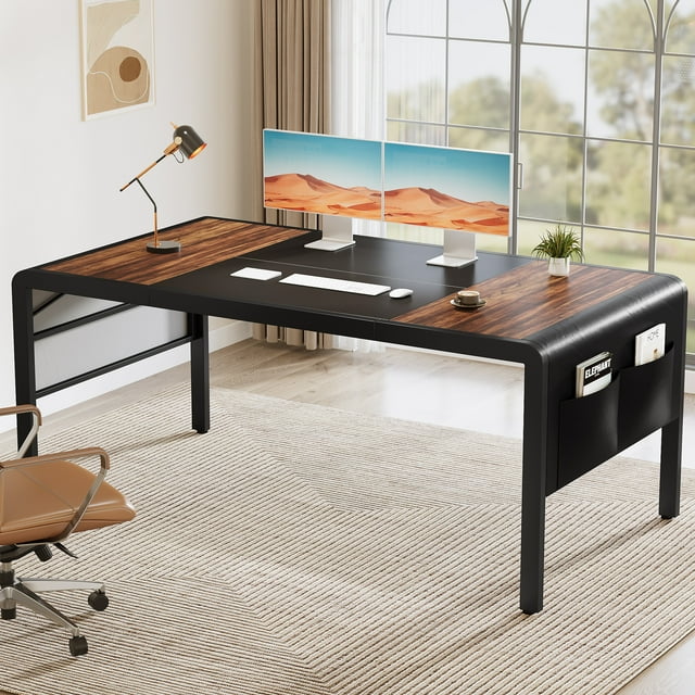 Tribesigns 63-Inch Large Computer Desk with Storage Bag, Modern Simple ...