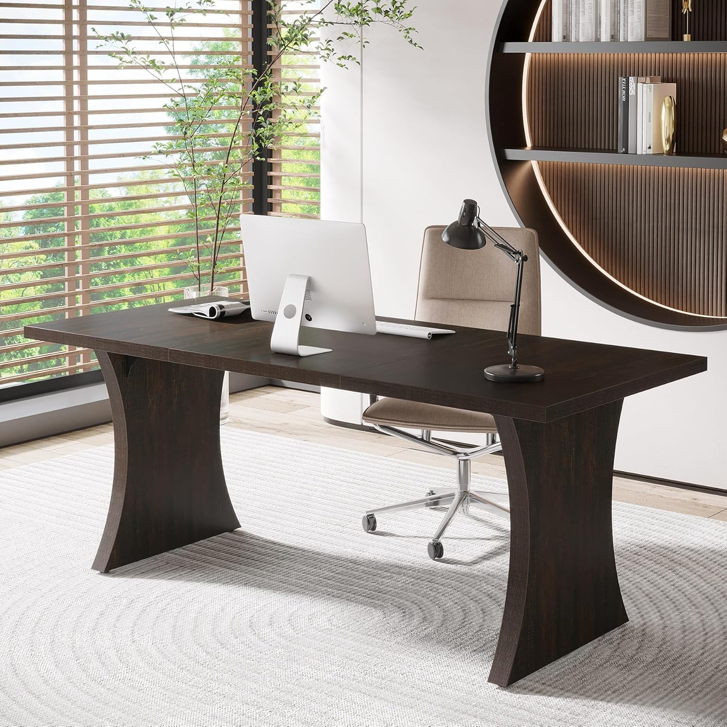 Tribesigns 63-Inch Large Executive Desk, Long Computer Table ...