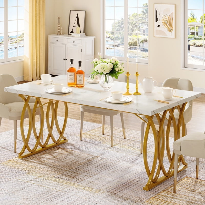 Tribesigns 63"Inch Large Kitchen Table for 4-6 People, Modern Dining ...