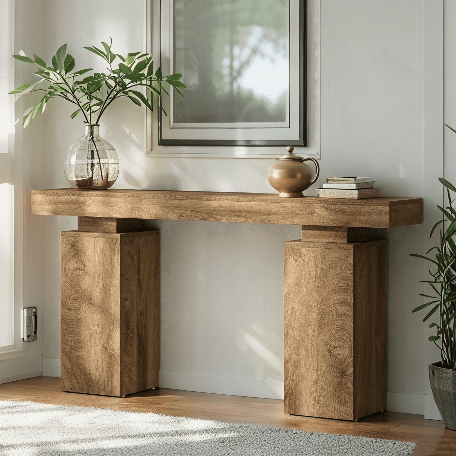 Tribesigns 63-Inch Long Console Table, Farmhouse Entryway Table Behind ...