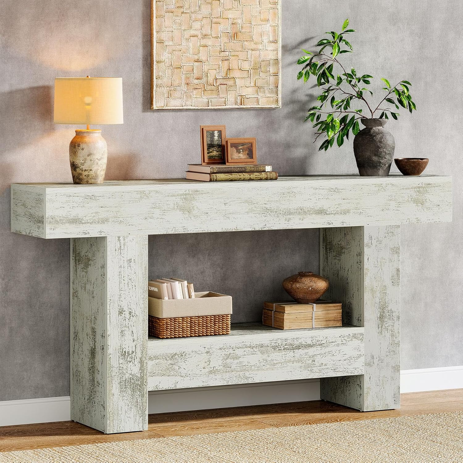 Tribesigns 63-Inch Long Console Table, Farmhouse Entryway Table with ...