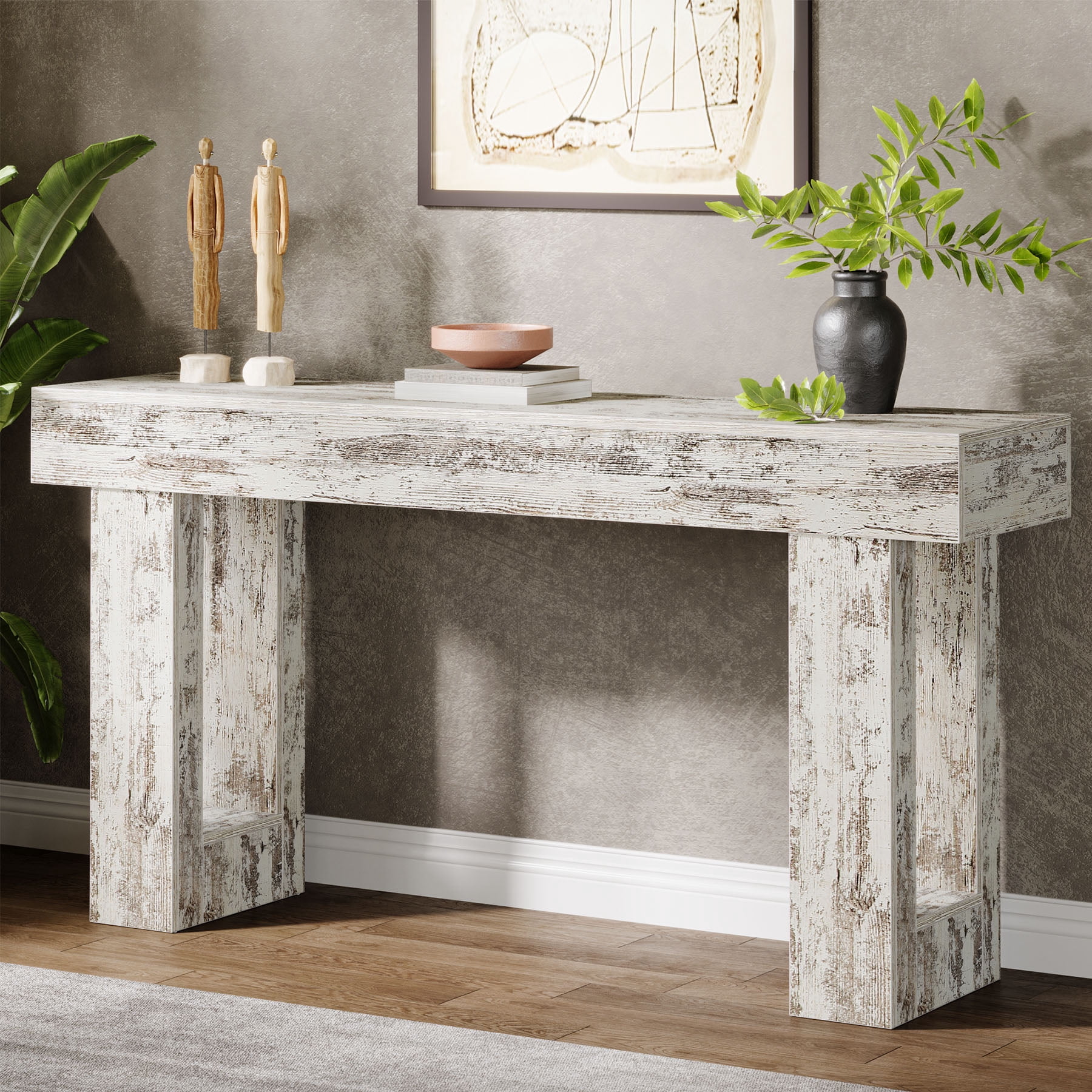 Tribesigns 63-Inch Long Console Table, Farmhouse Wooden Sofa Table ...