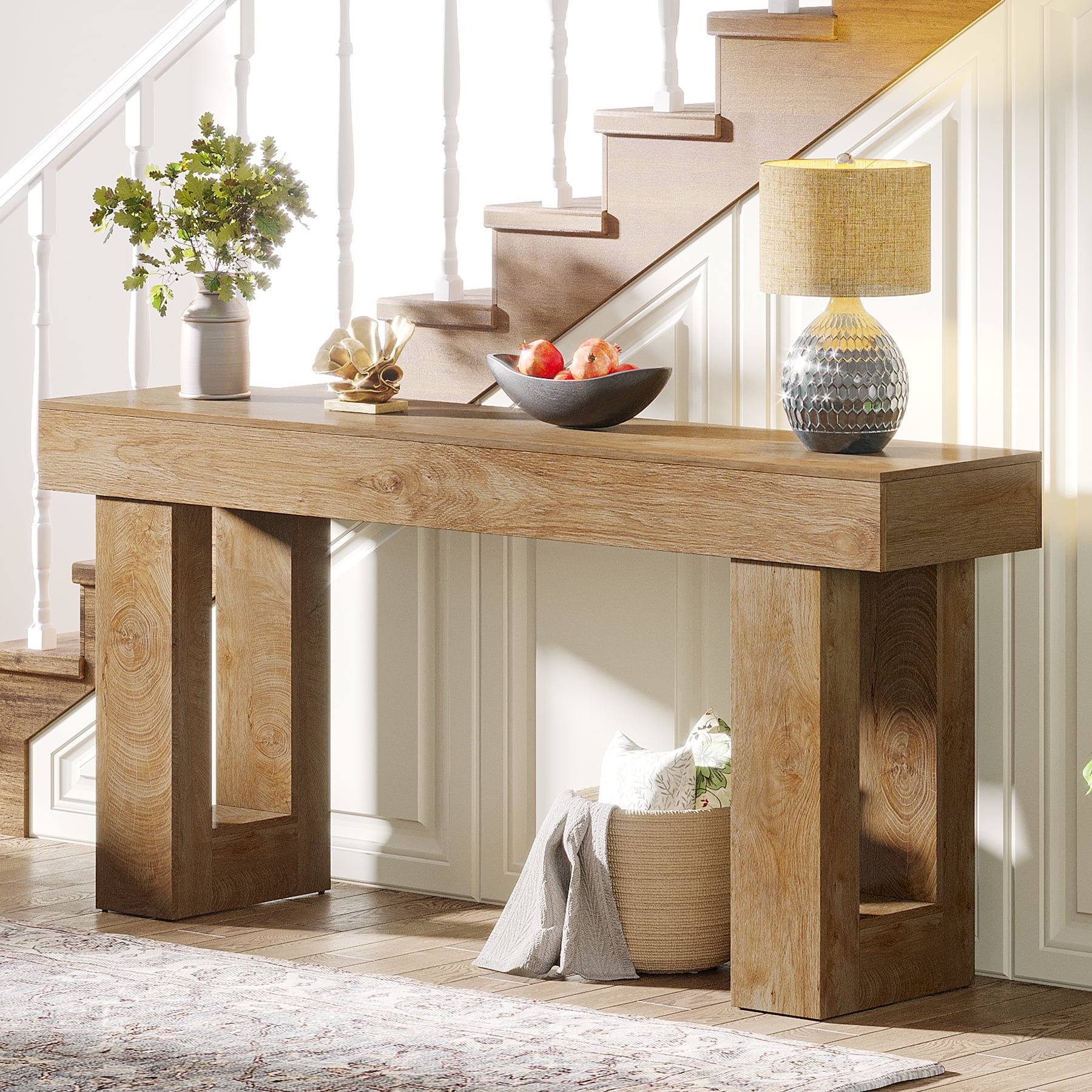 Tribesigns 63-Inch Long Console Table, Farmhouse Wooden Sofa Table ...