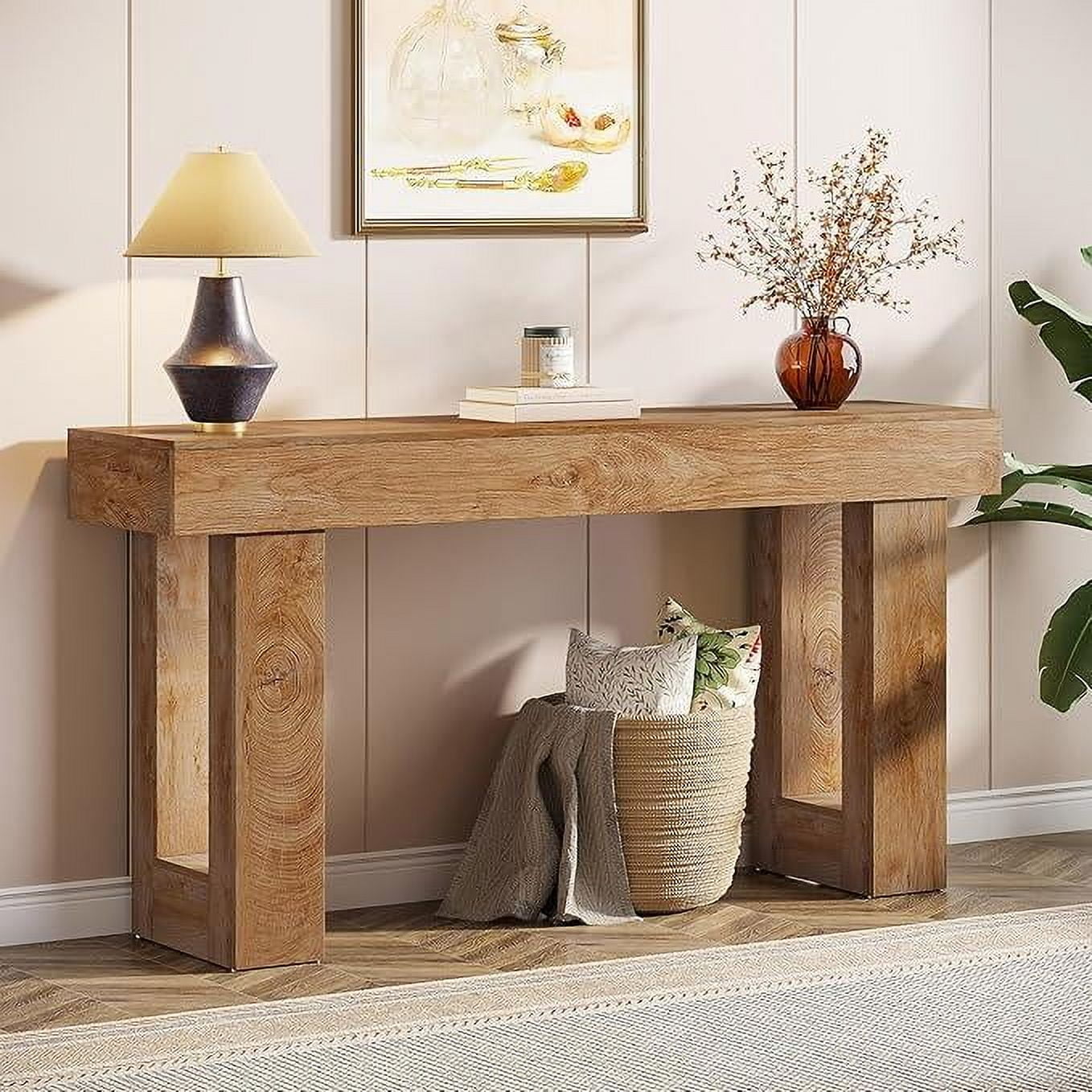 Tribesigns 63-Inch Long Console Table, Wooden Rectangular Sofa Table ...