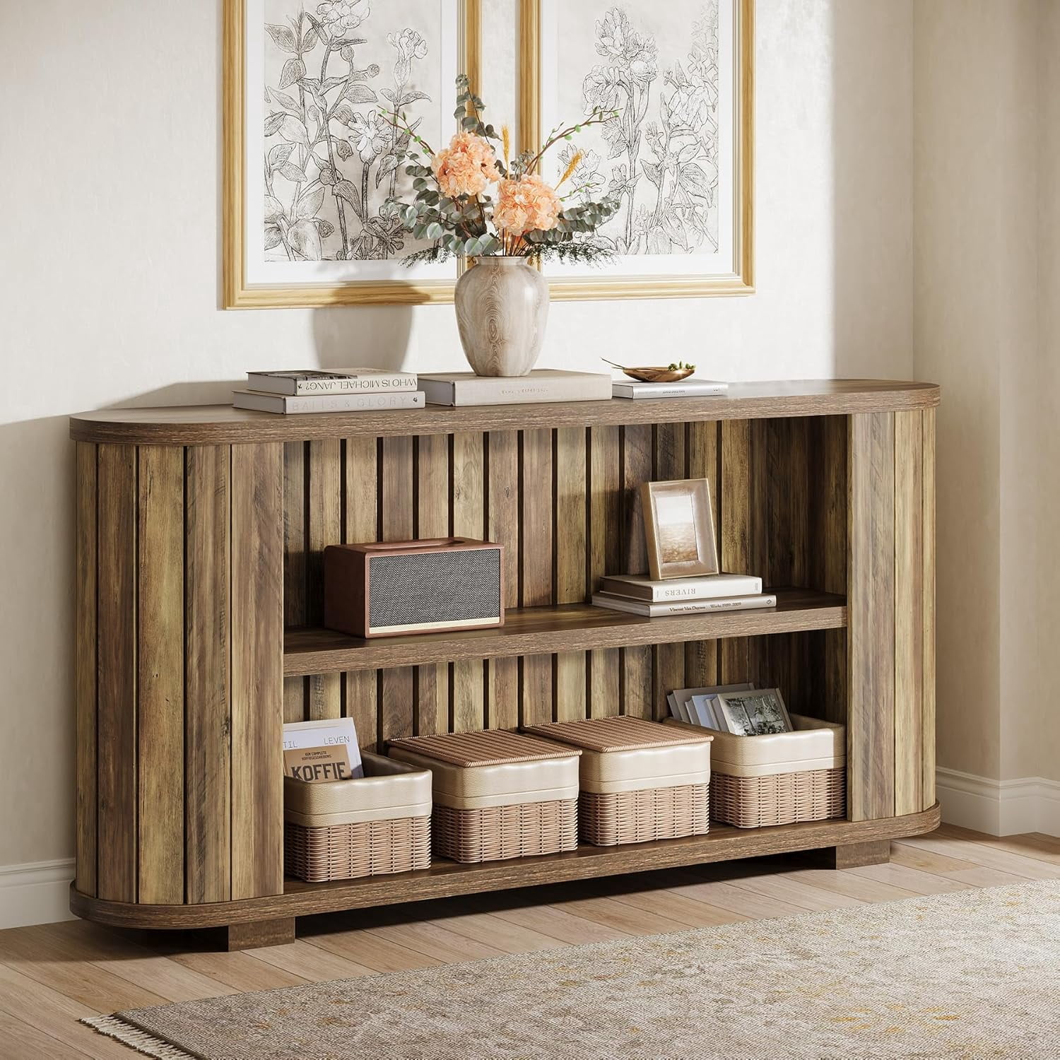 Tribesigns 63 Inches Console Table with Storage Shelves, 3-Tier ...